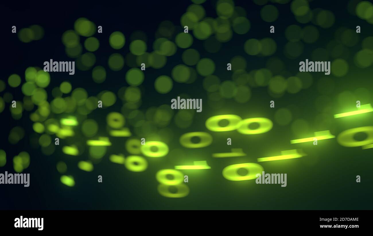 glowing green binary code numbers flying front of screen. suitable for ...