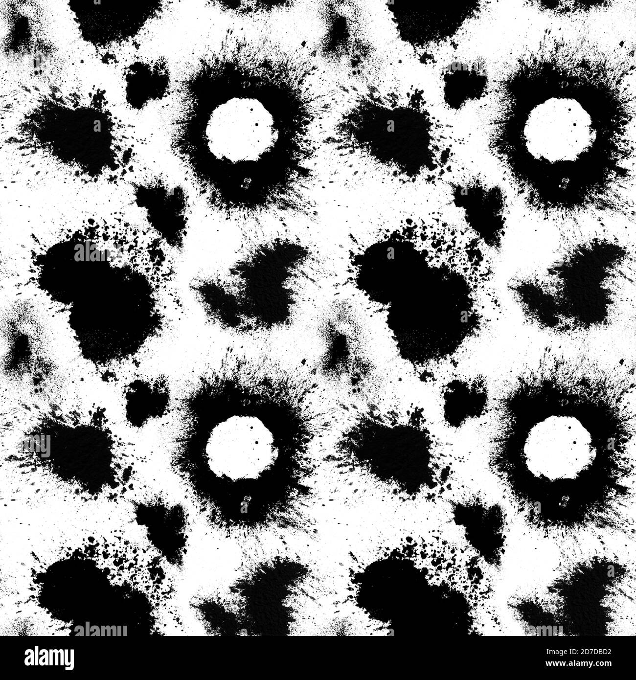 seamless pattern of black spots with splashes isolated on white ...