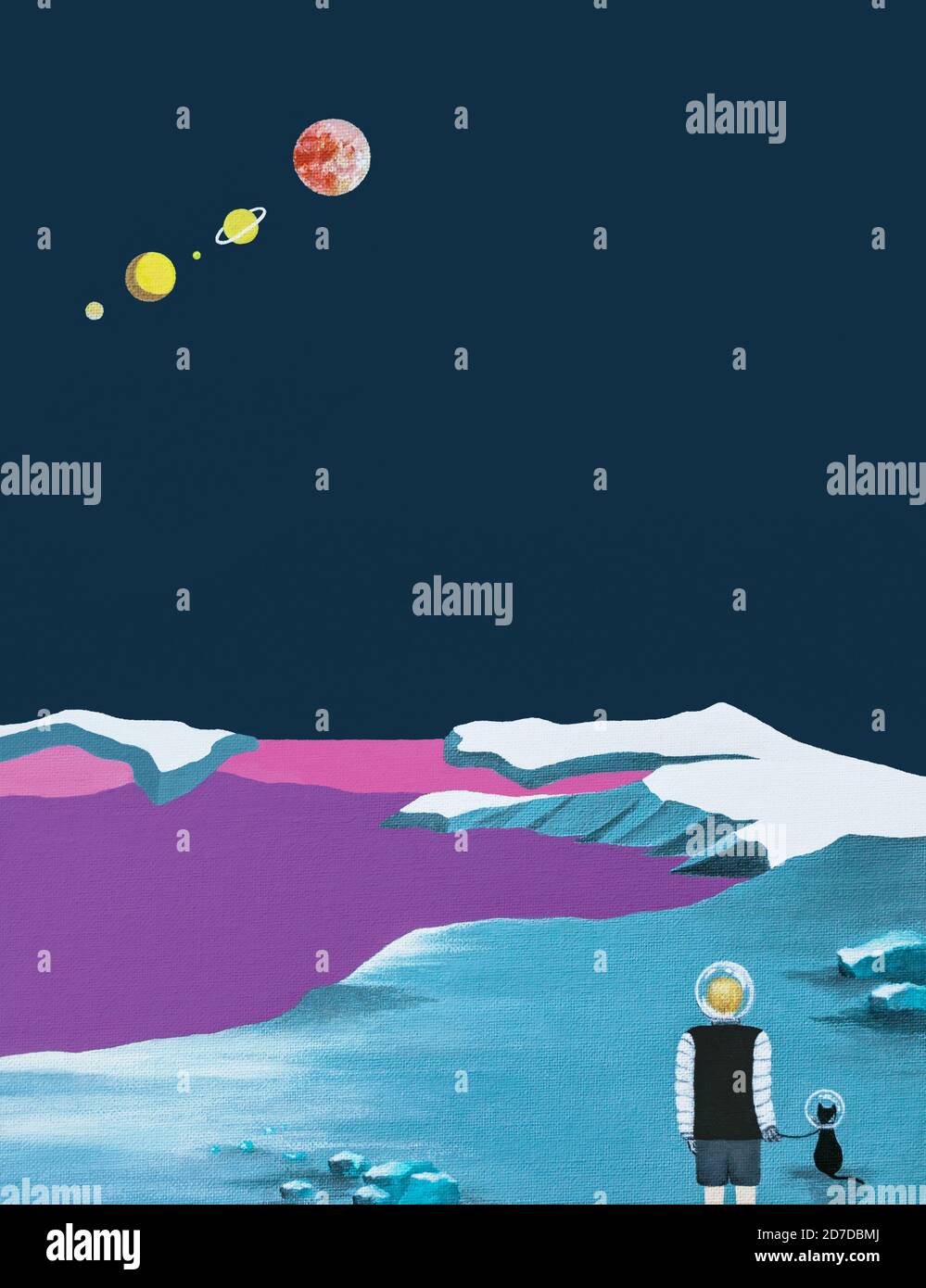 fantasy space landscape acrylic painting Stock Photo - Alamy