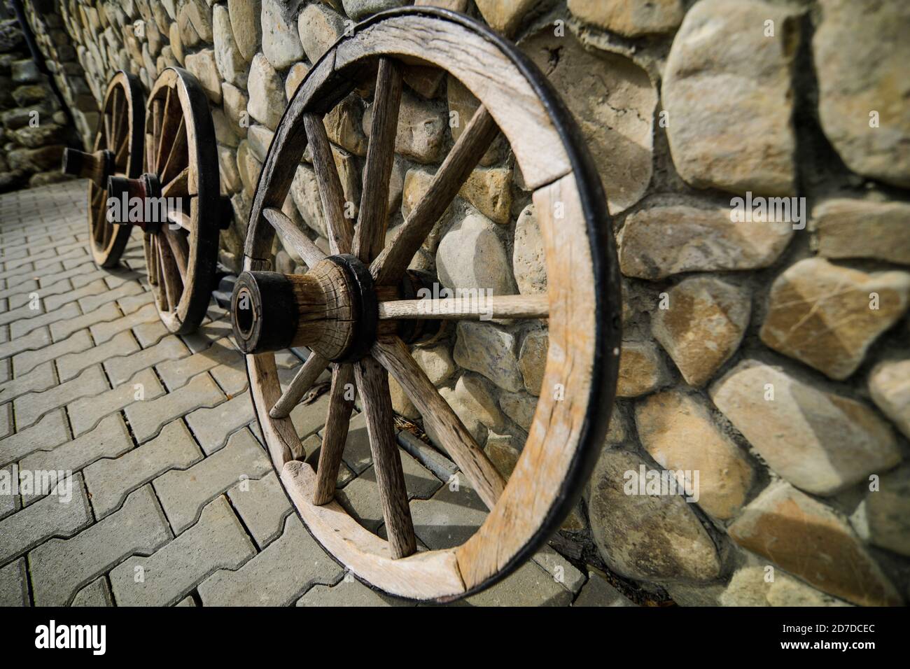 Old wooden cart wheels Stock Photo - Alamy
