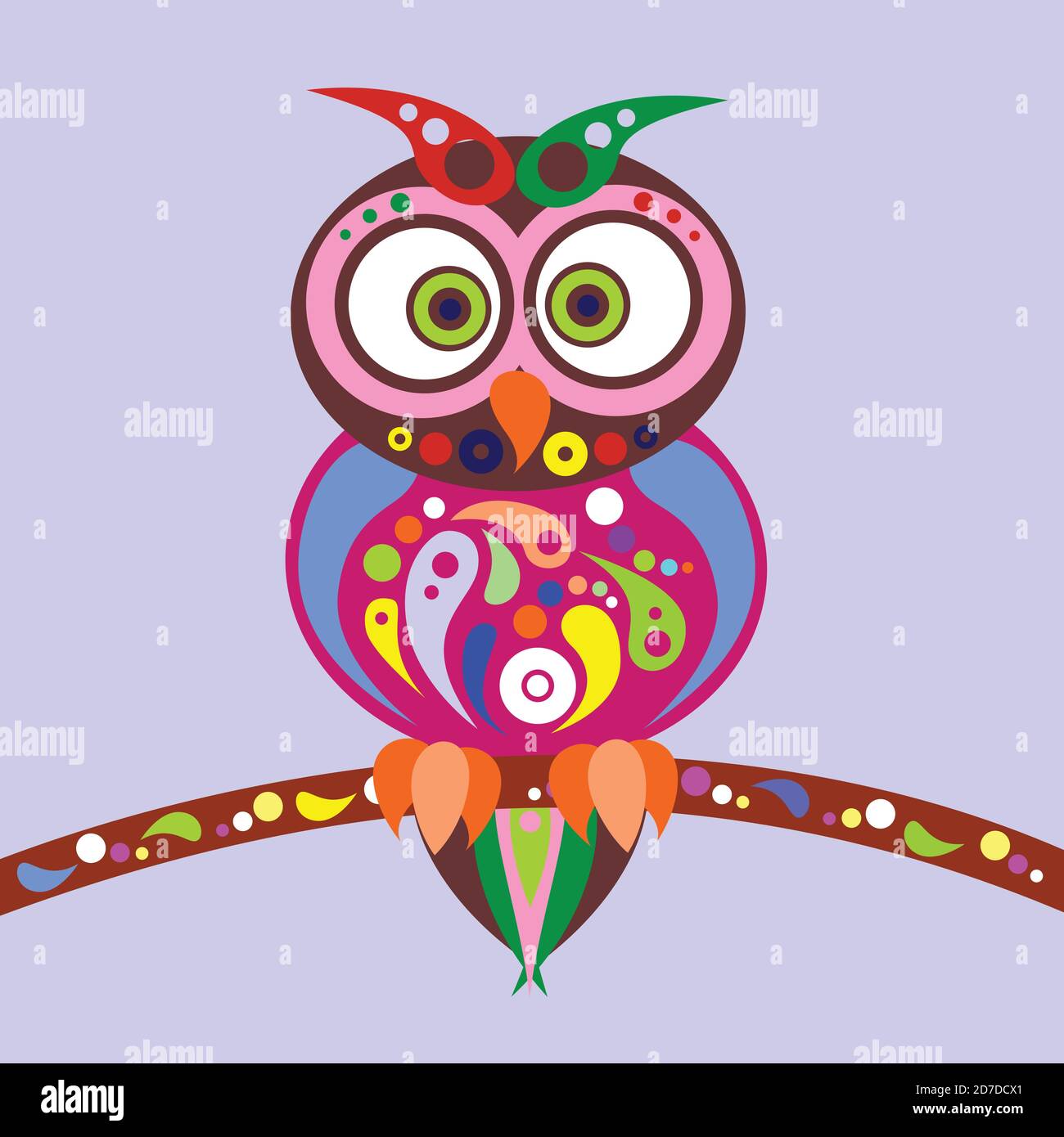 the illustration dedicated to the colorful owls Stock Vector Image ...