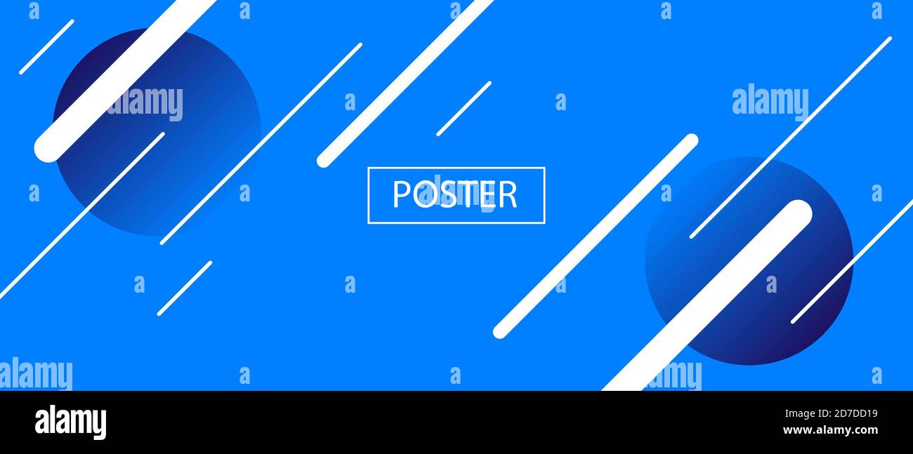 White, blue, navy. Neon, fluid poster illustration with abstract ...