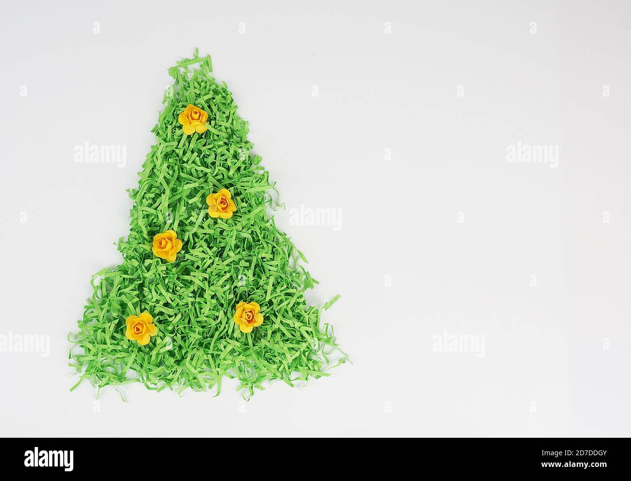 Christmas tree from recycled materials, paper through a shredder, the ...