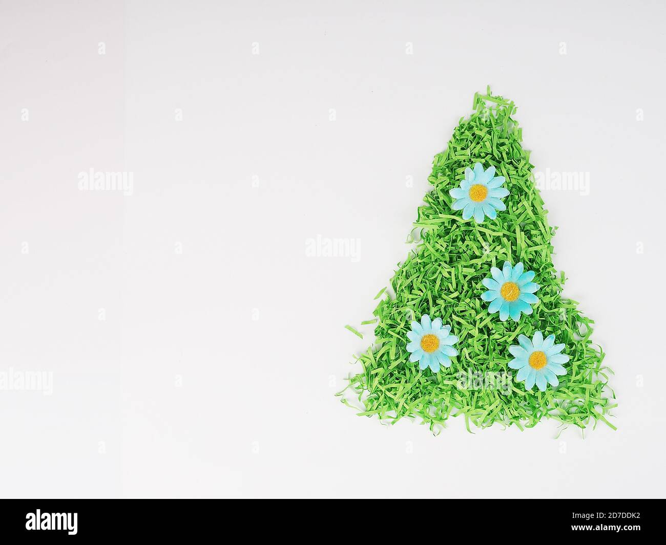 Christmas tree from recycled materials, paper through a shredder, the ...