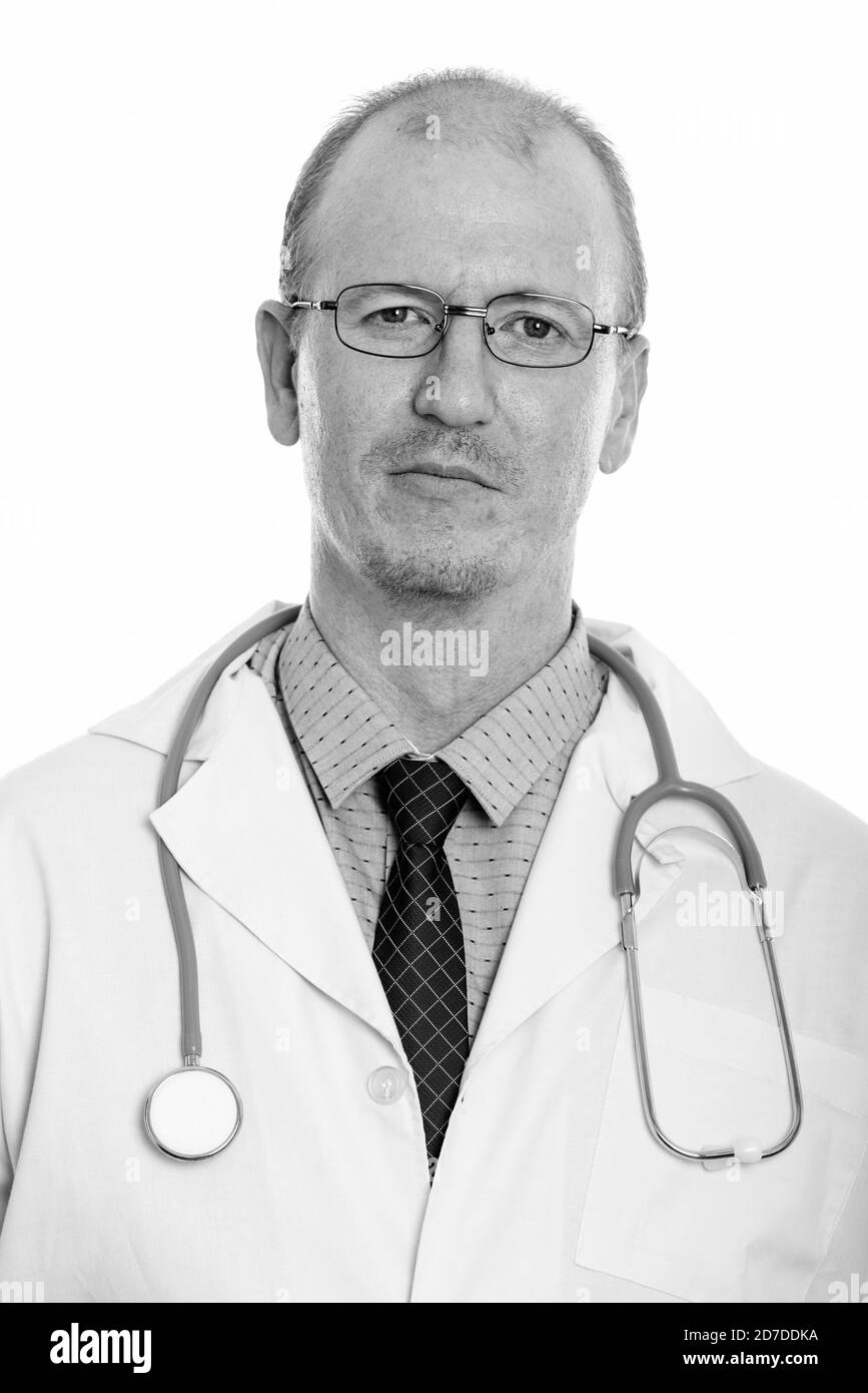 Portrait of bald man doctor with beard stubble Stock Photo - Alamy