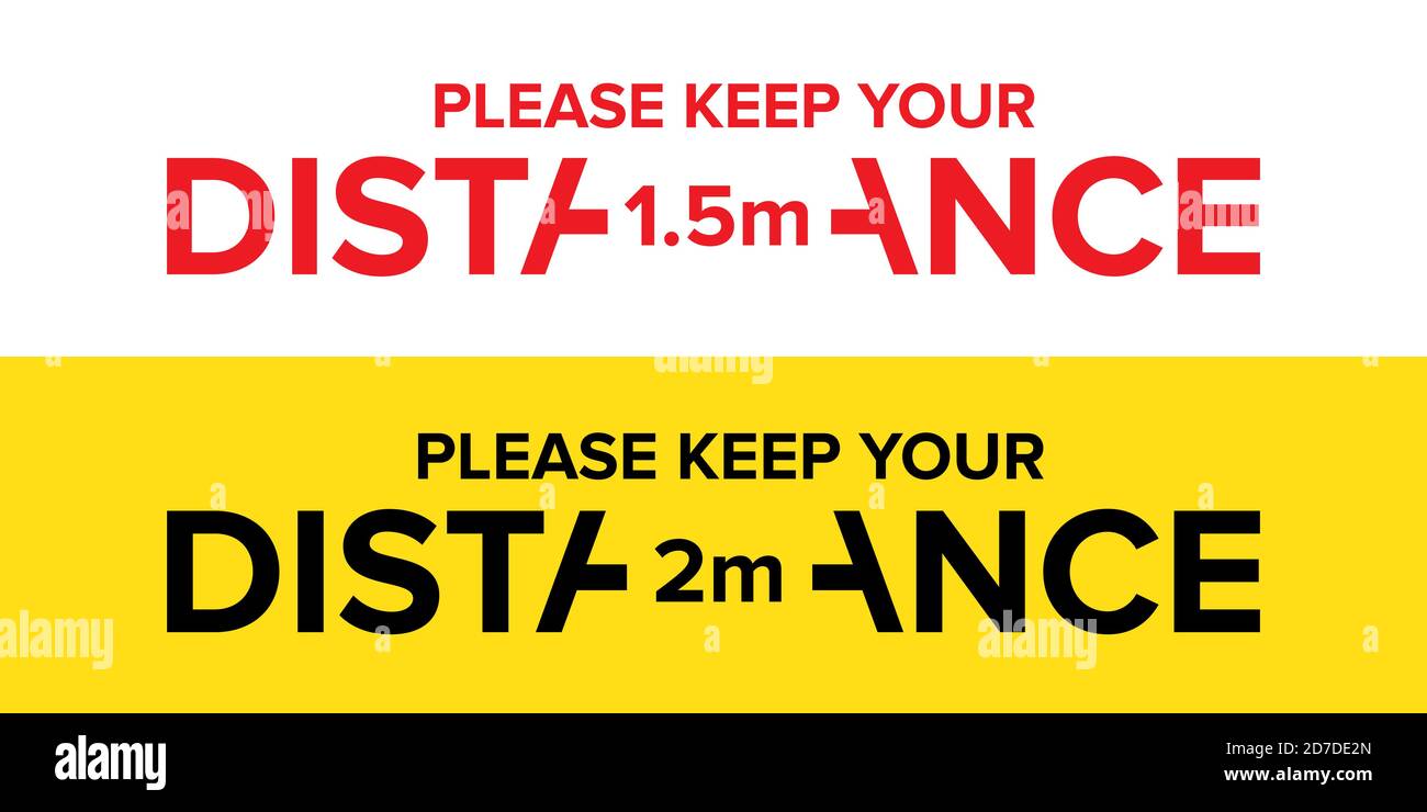 Please keep your distance in 1.5 or 2 meters warning sign. Vector ...