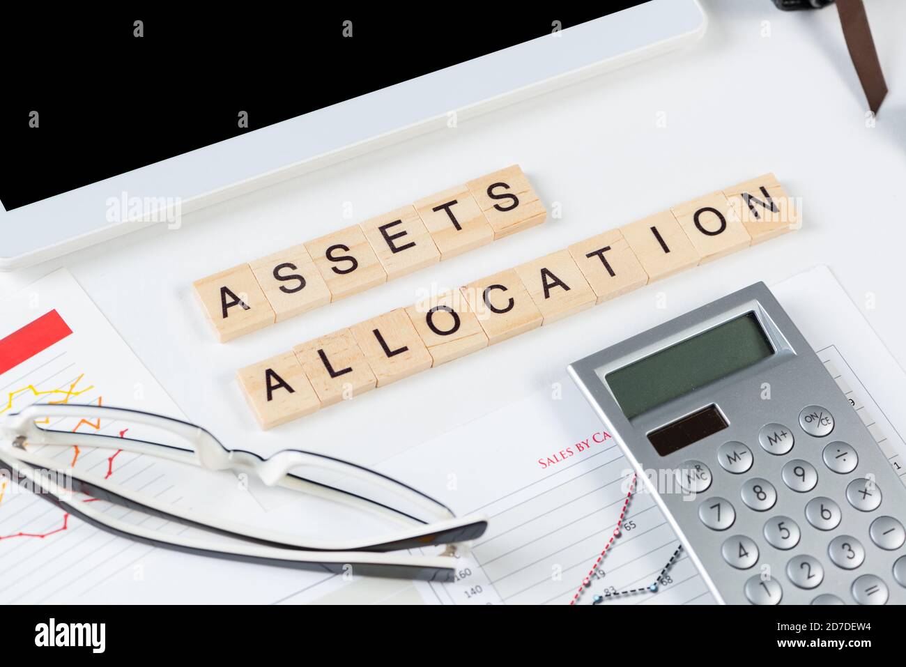 Asset allocation concept with letters on cubes Stock Photo - Alamy