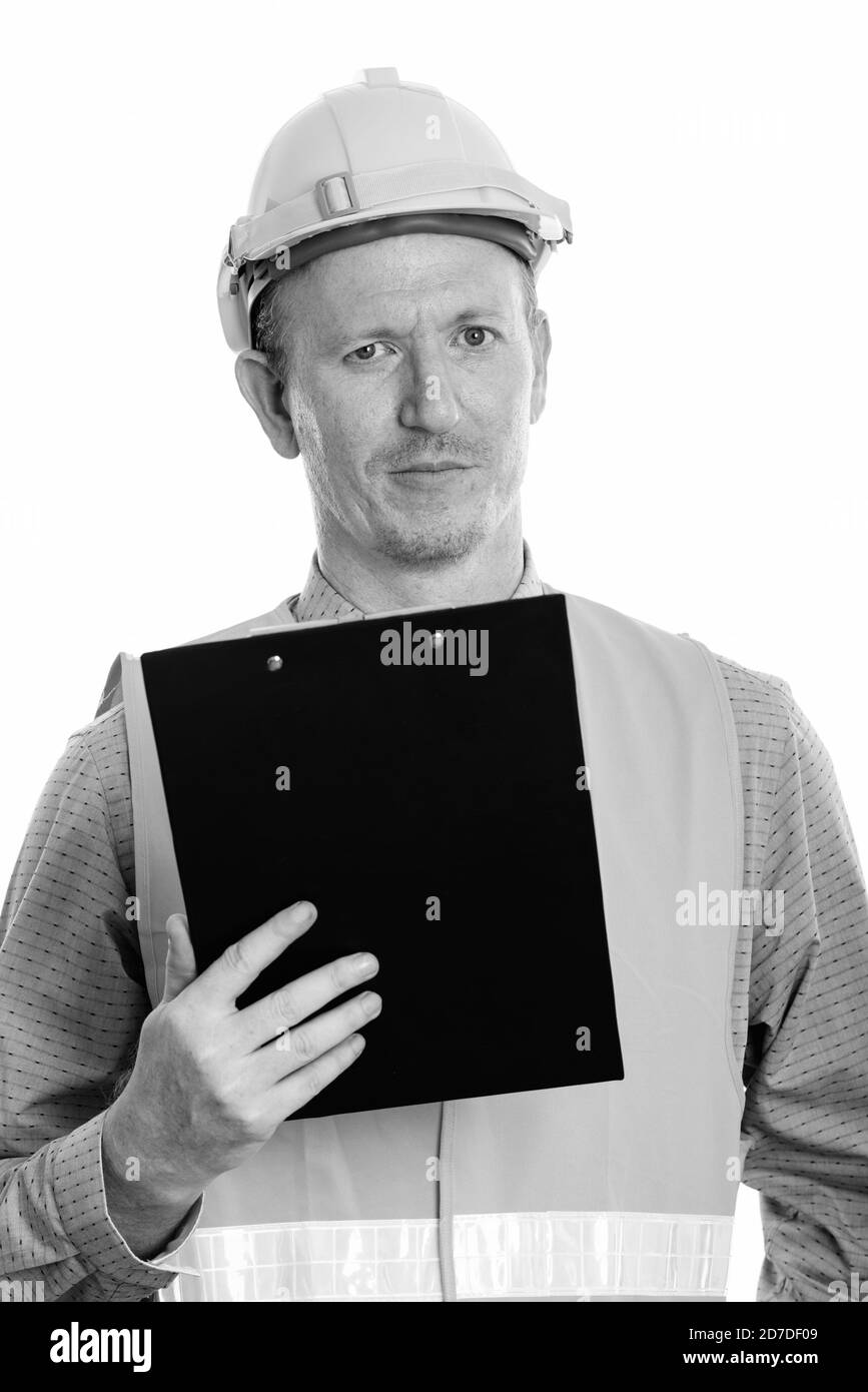 Hard hat clipboard Black and White Stock Photos & Images - Alamy