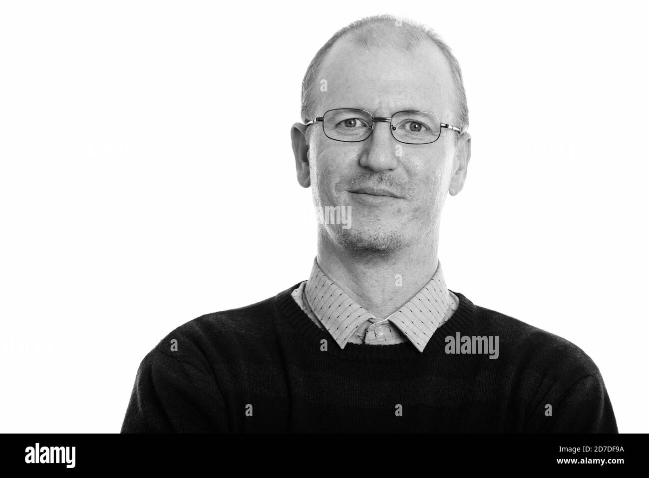 Portrait of bald man with beard stubble Stock Photo - Alamy