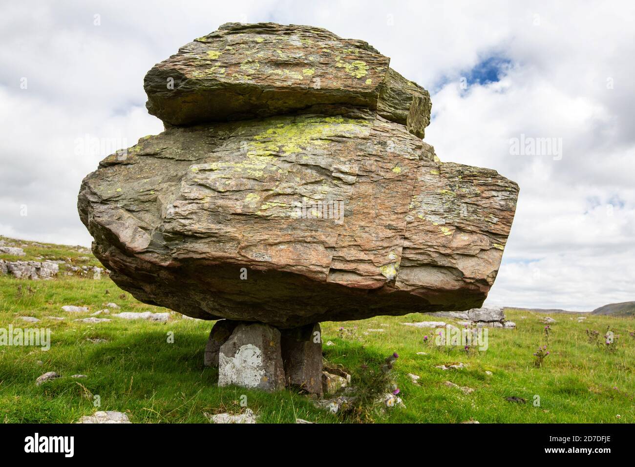 The Norber Erratics, boulders of Silurian greywacke rock, perched on ...