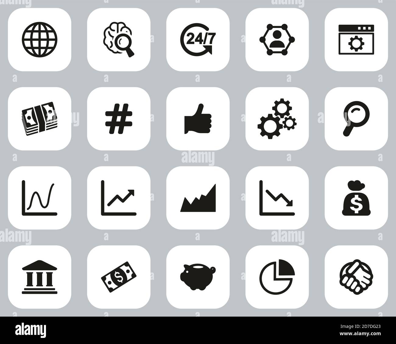 Global Economy Icons Black & White Flat Design Set Big Stock Vector ...