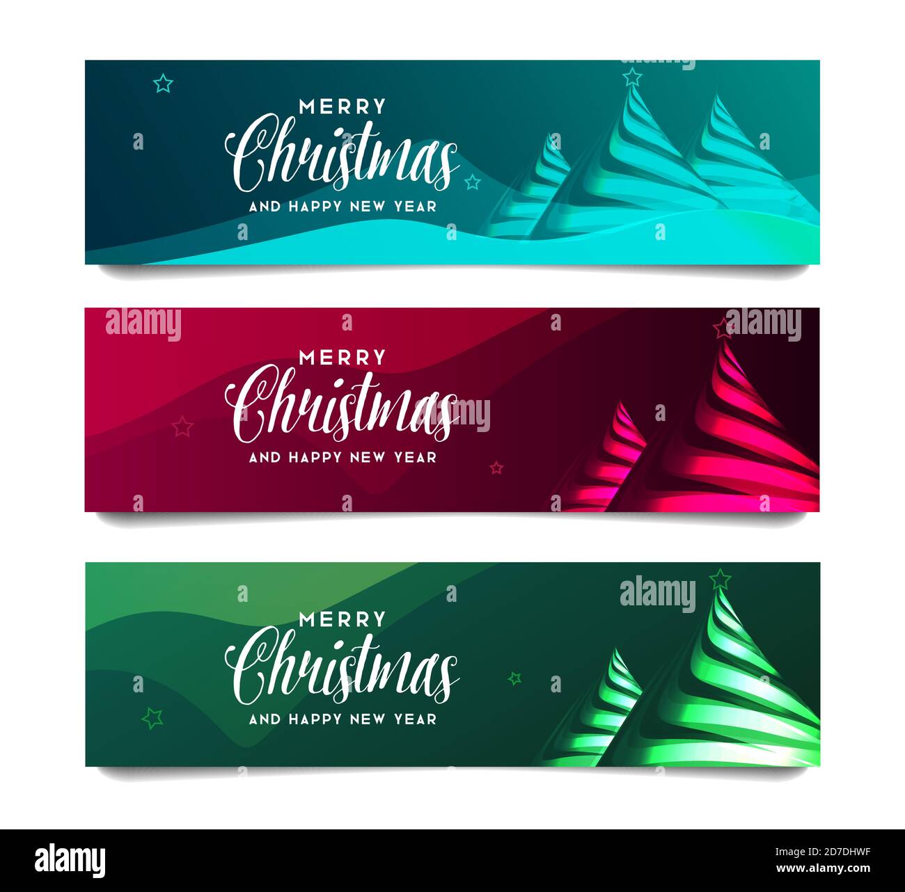 Set of cards or posters for Merry Christmas and happy new year greeting ...