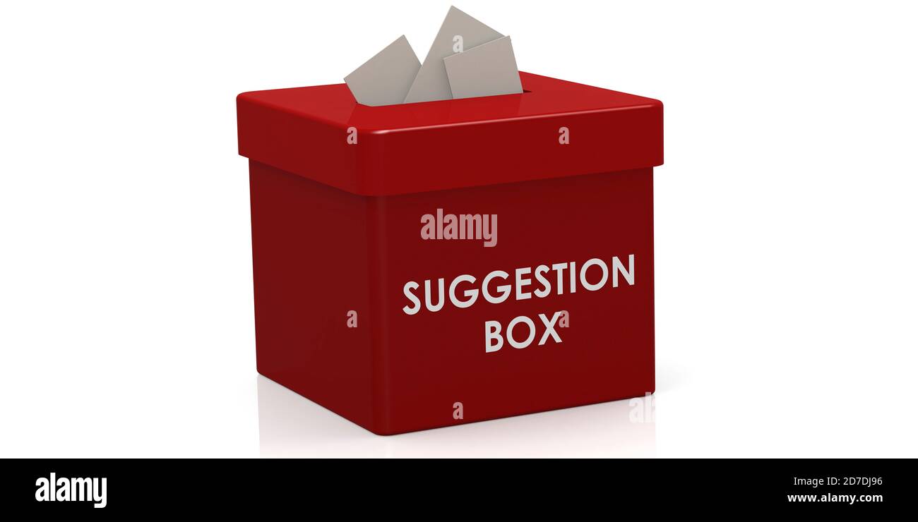 Red suggestion box isolated on white background, 3D rendering Stock ...