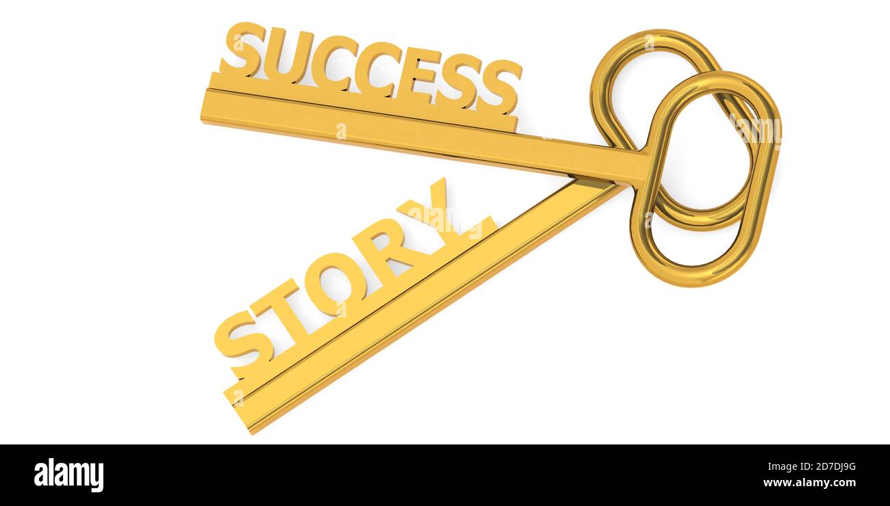 Success story word with keys, 3D rendering Stock Photo - Alamy