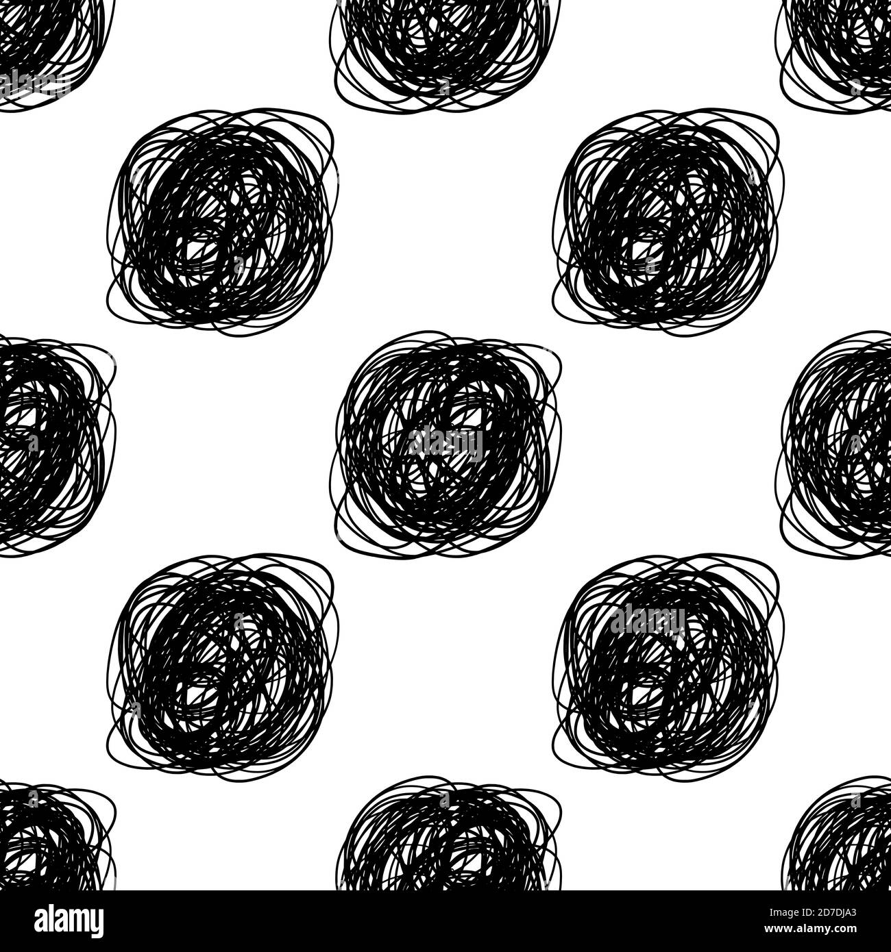 Seamless pattern of hand drawn black line shapes in the form of a ...
