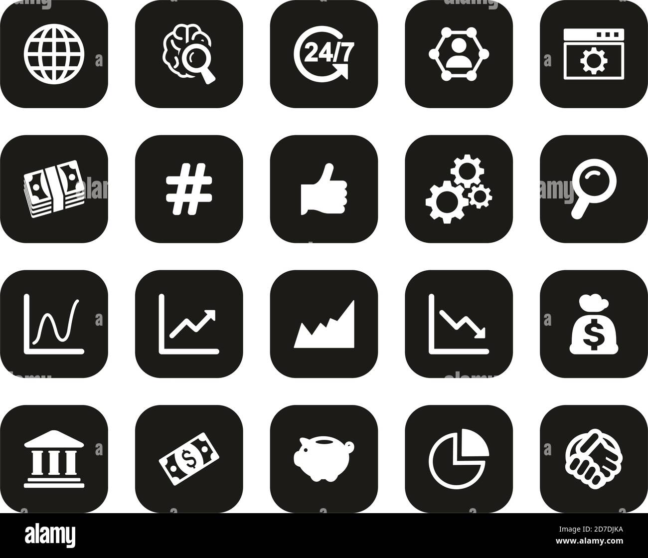 Global Economy Icons White On Black Flat Design Set Big Stock Vector Image & Art - Alamy