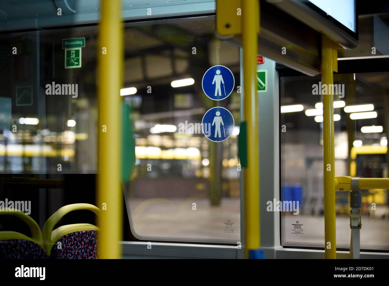 21 October 2020, Berlin: An interior view of the new BVG double-decker ...