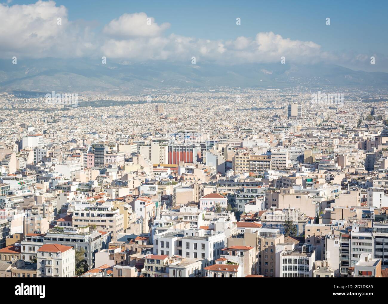 View of the city of Athens with modern buildings in horizontal format ...
