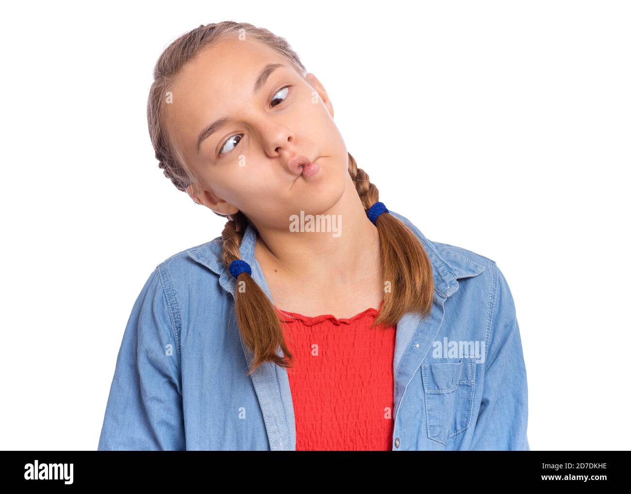 Beautiful Crazy Teenage Girl Makes Funny Face And Sticks Out Tongue