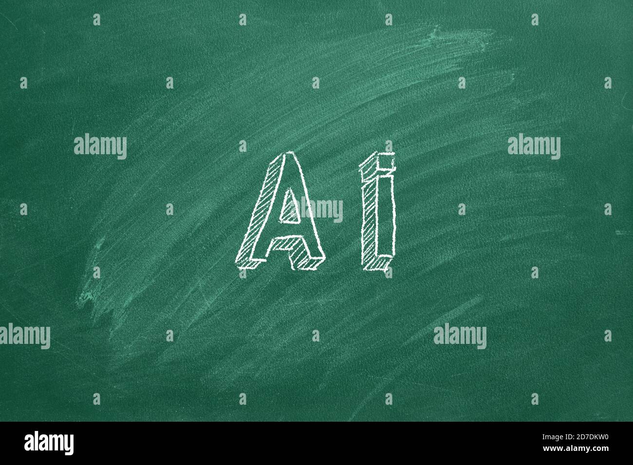 Hand drawing text AI on green chalkboard Stock Photo - Alamy