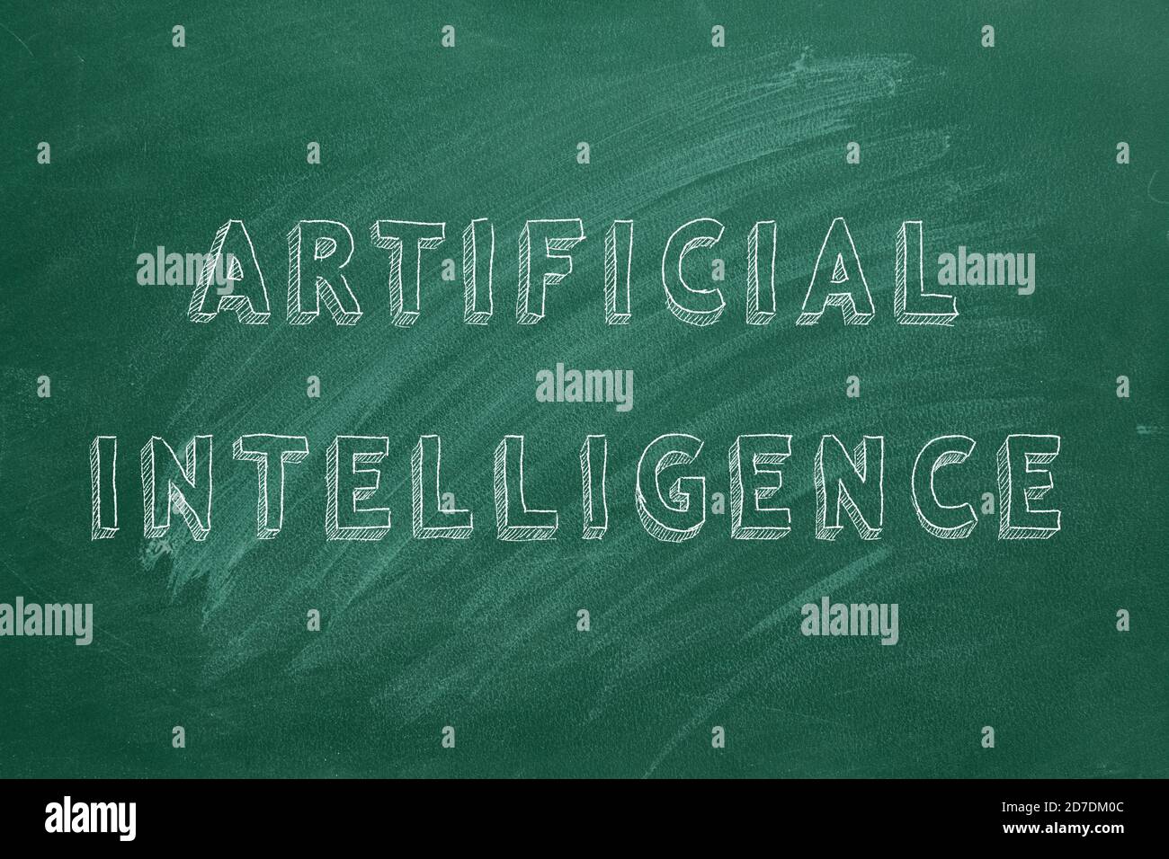 Hand drawing text Artificial intelligence on green chalkboard Stock ...