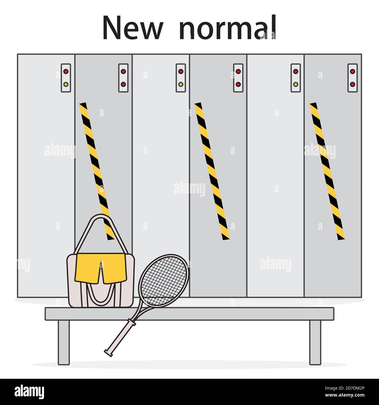 Vector illustration Locker room with safe lockers in sports club ...