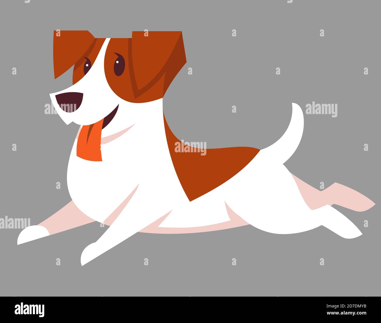 Running Jack Russell Terrier dog. Cute pet in cartoon style Stock ...