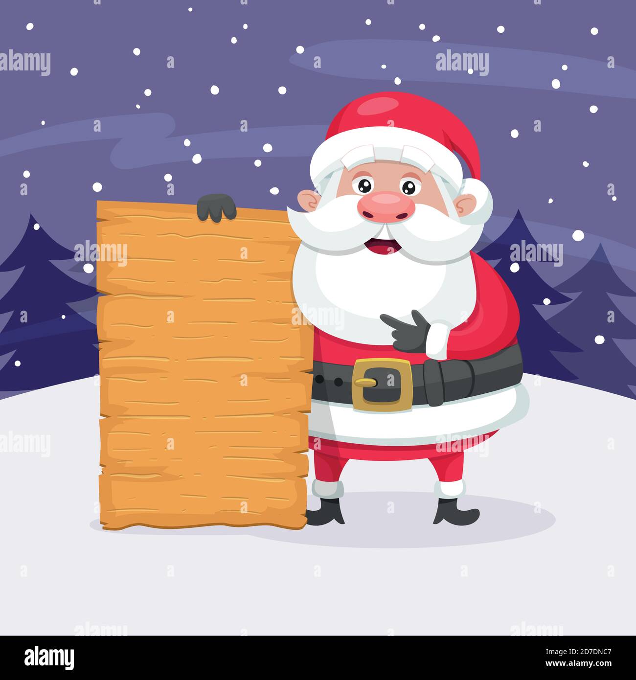 Cute background of Santa Claus holding a christmas greeting sign ...