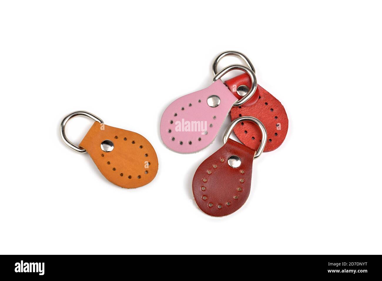 Blank orange pink red brown round color leather key chain collection on ...