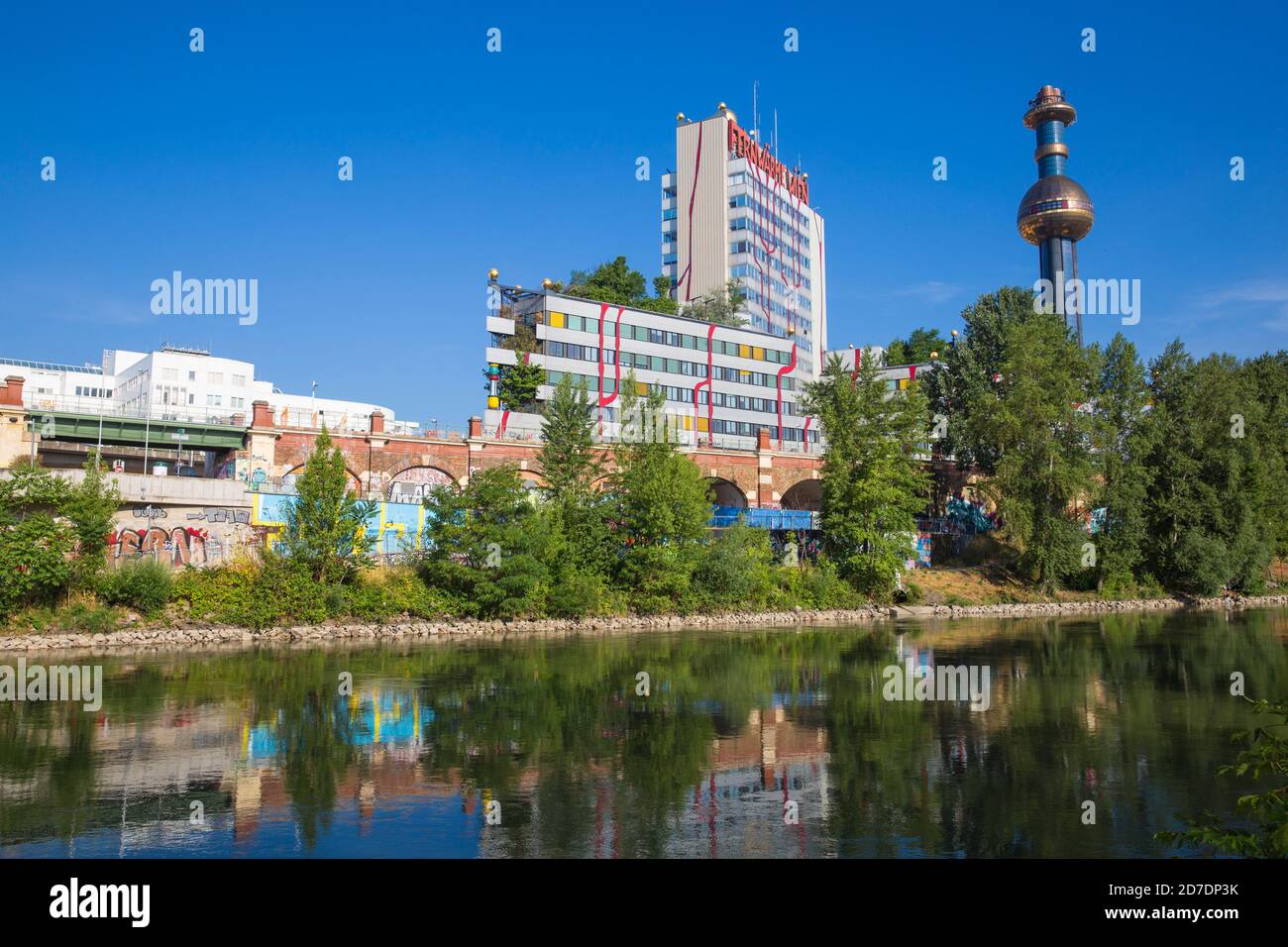 Austria, Vienna, Spittelau, Fernwarme power plant, whose facade was ...