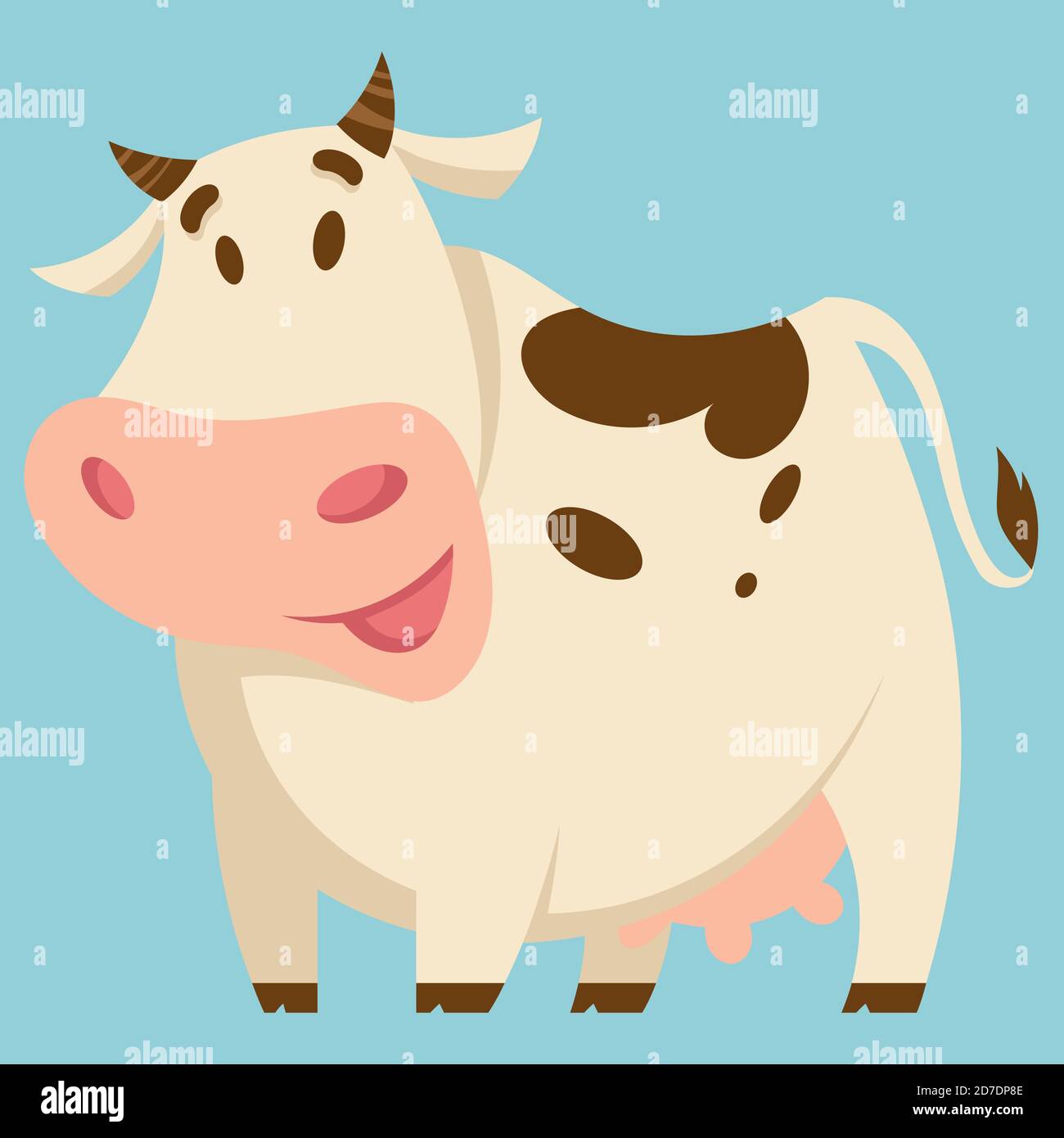 Standing cute cow. Farm animal in cartoon style Stock Vector Image ...
