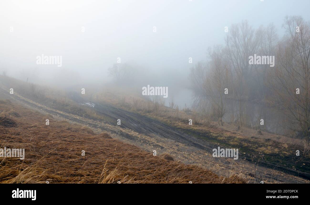 Grey foggy landscape hi-res stock photography and images - Alamy