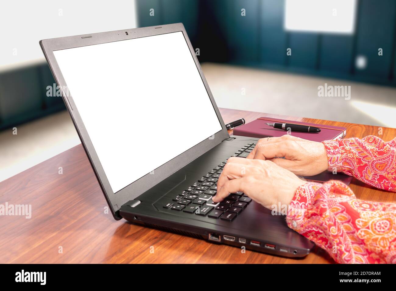 Person using laptop white screen hi-res stock photography and images - Alamy