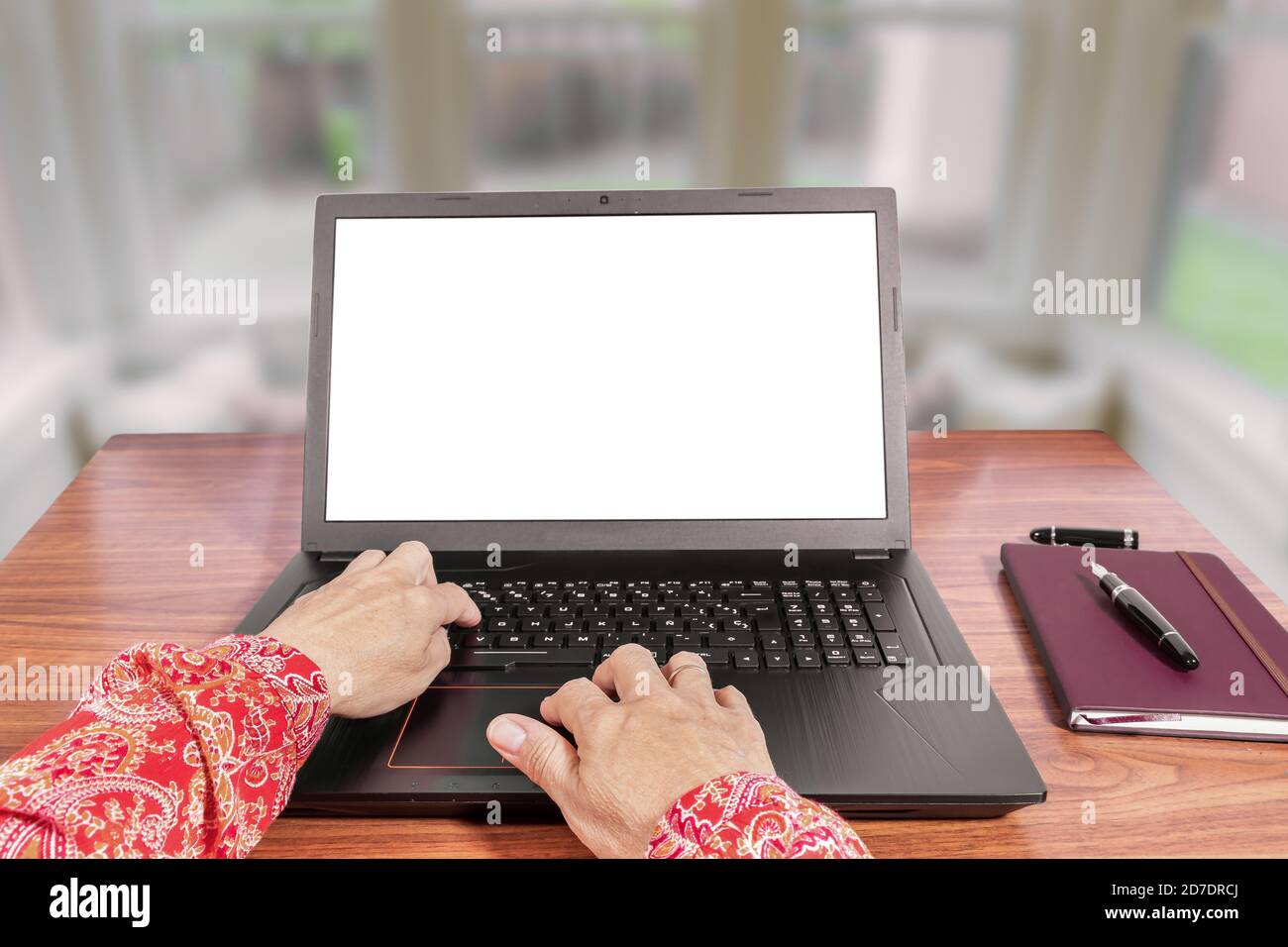 Person using laptop white screen hi-res stock photography and images - Alamy