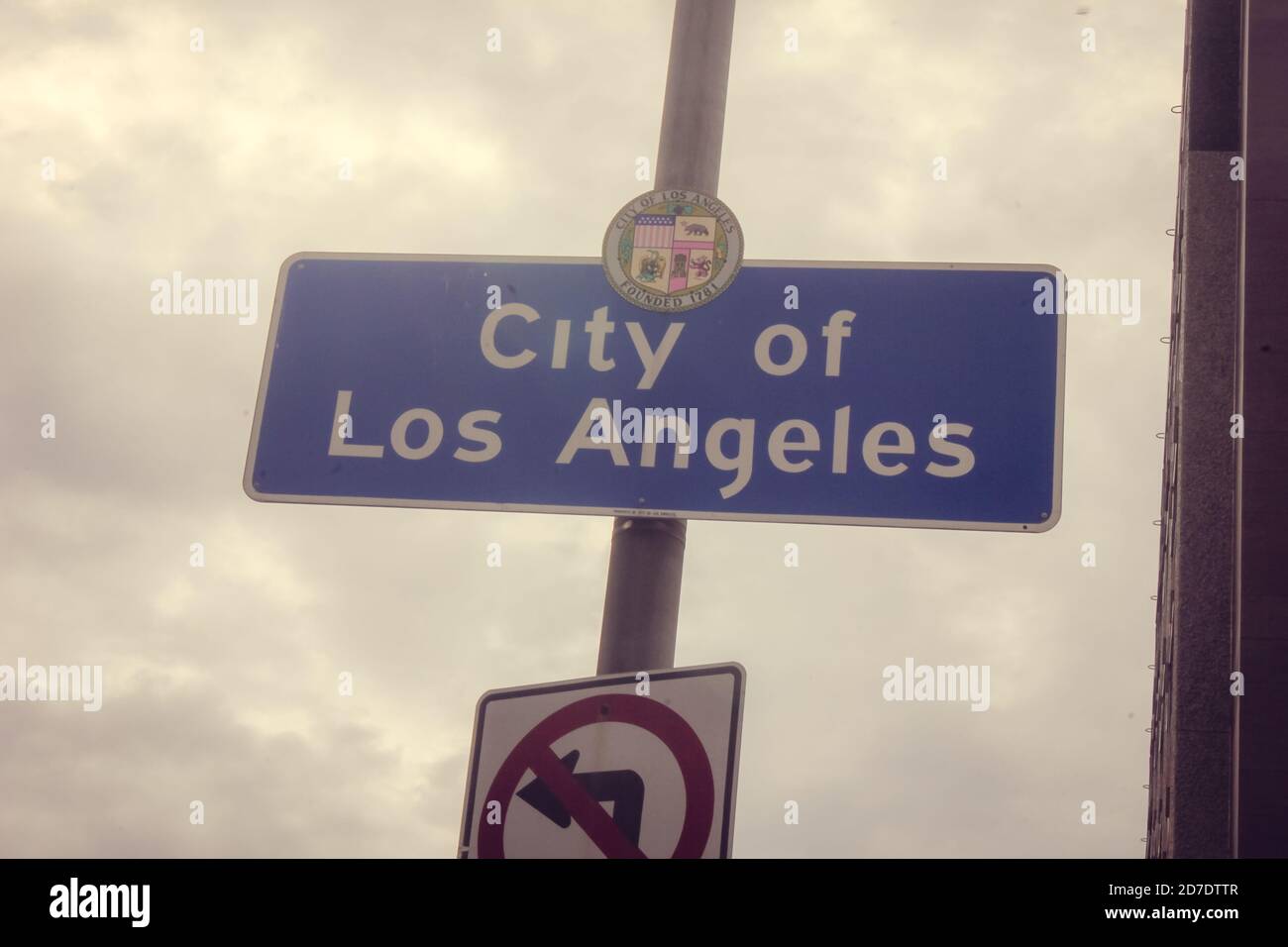 Los Angeles city limit sign with hand made font Stock Photo - Alamy