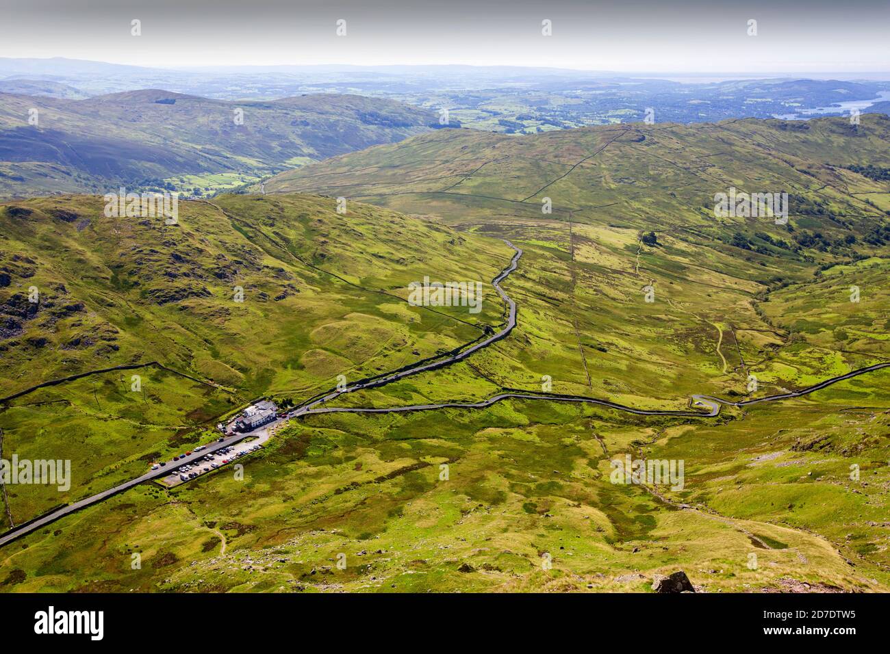 Looking down on Kirkstone Pass and Lake Windermere from Red Screes ...