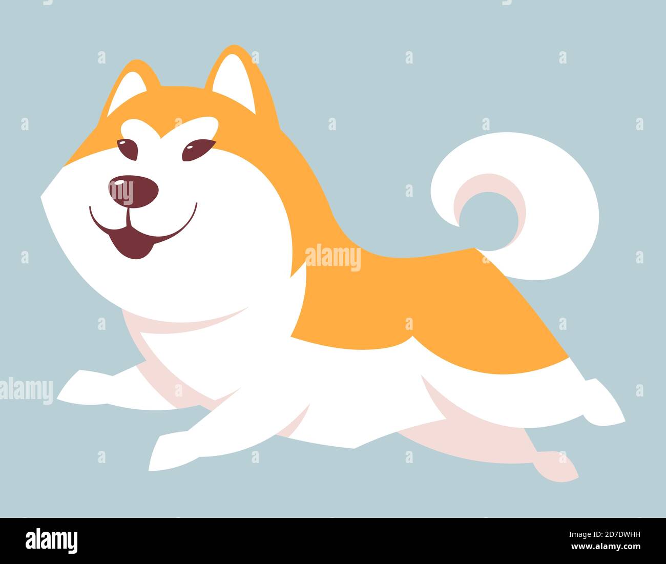 Running Akita Inu dog. Cute pet in cartoon style Stock Vector Image ...