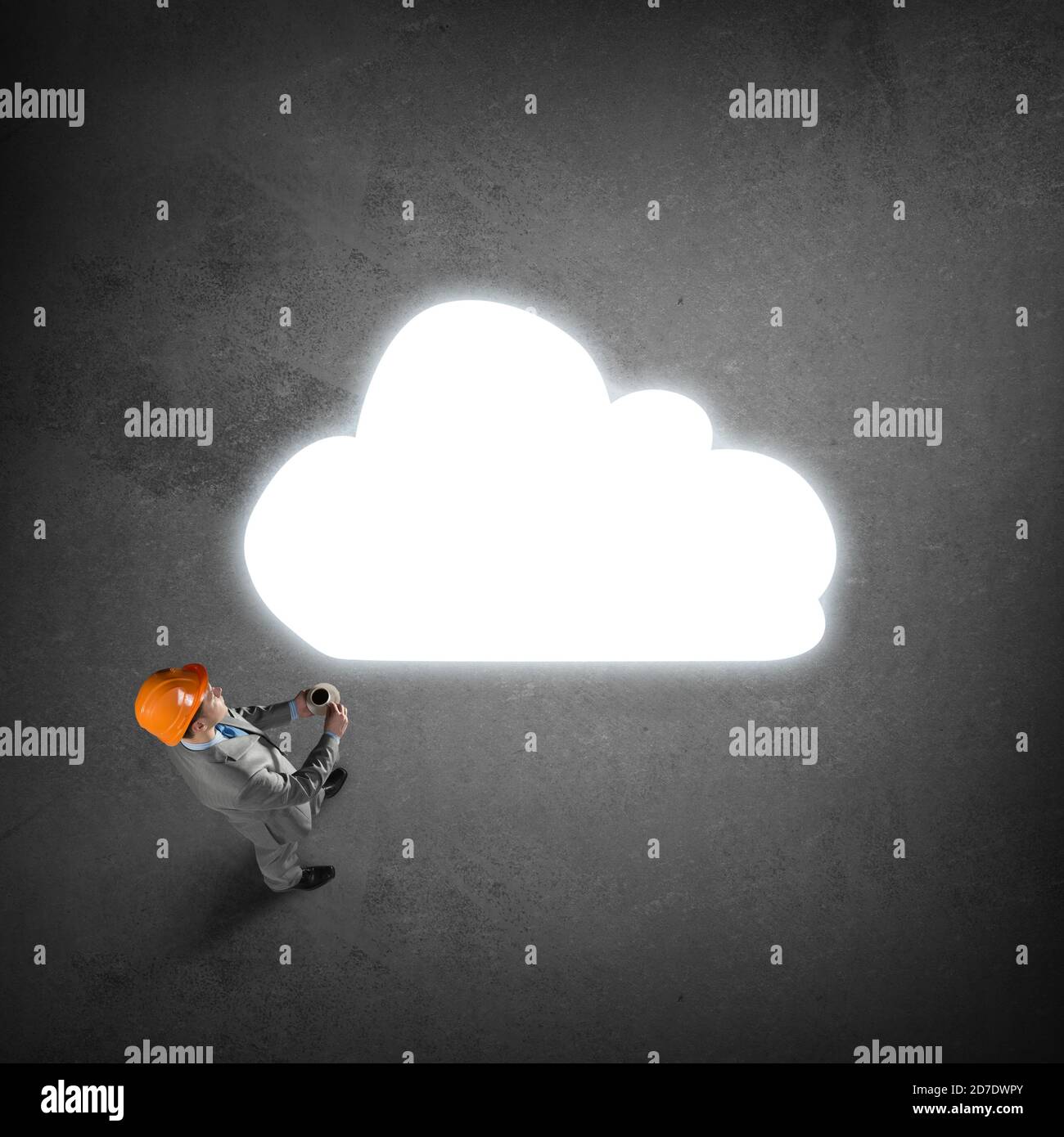 Engineer man thinking over idea Stock Photo - Alamy