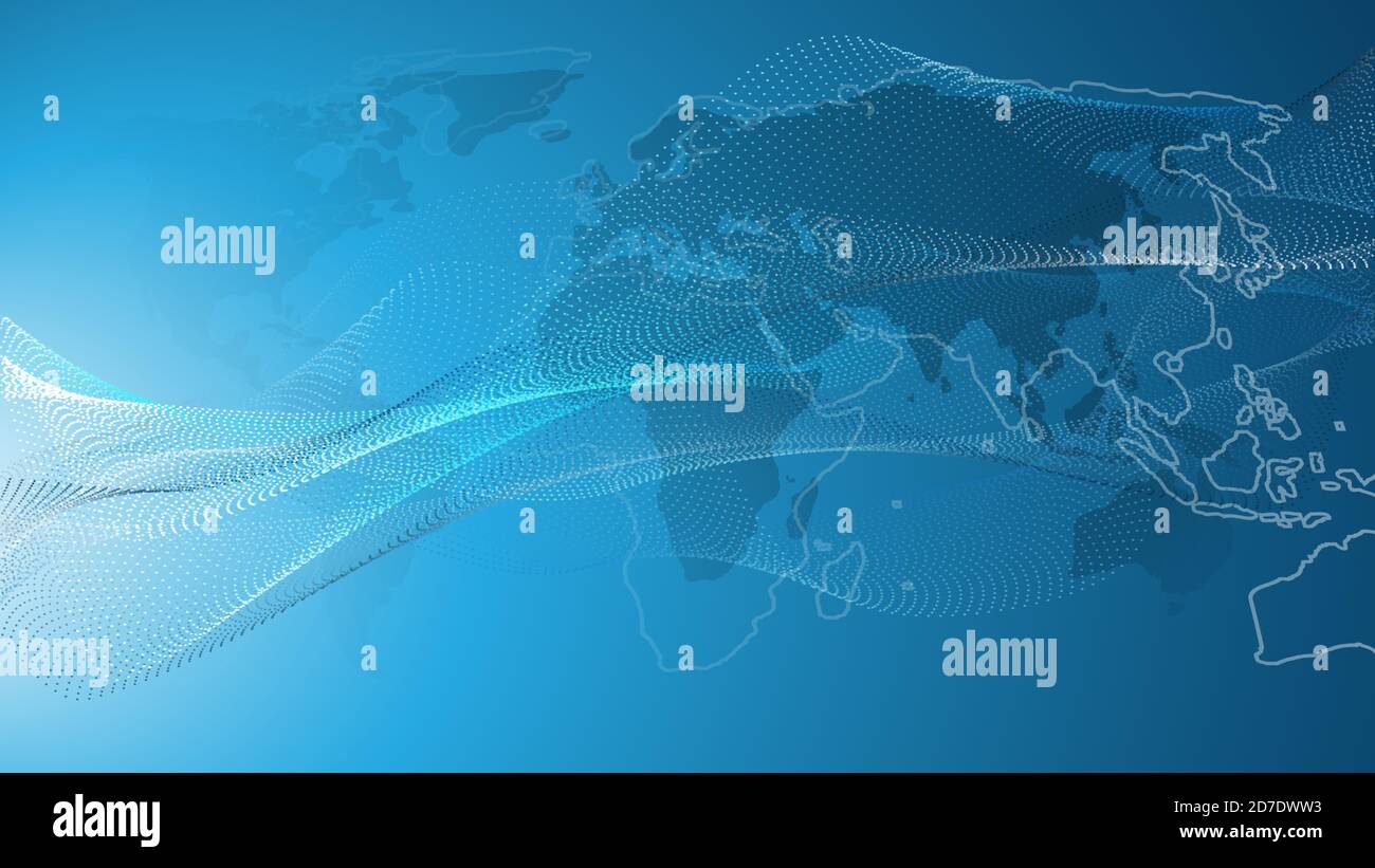 Futuristic Global Technology, Networking and Cloud Computing Design Concept with World Map ...