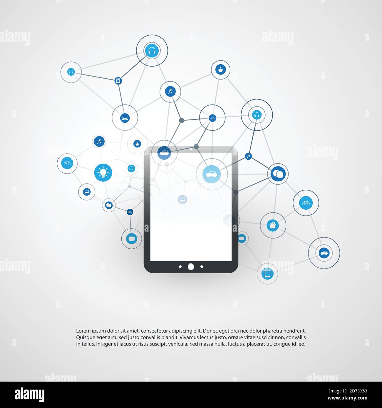 Internet of Things, Cloud Computing Design Concept with Icons - Digital Network Connections ...