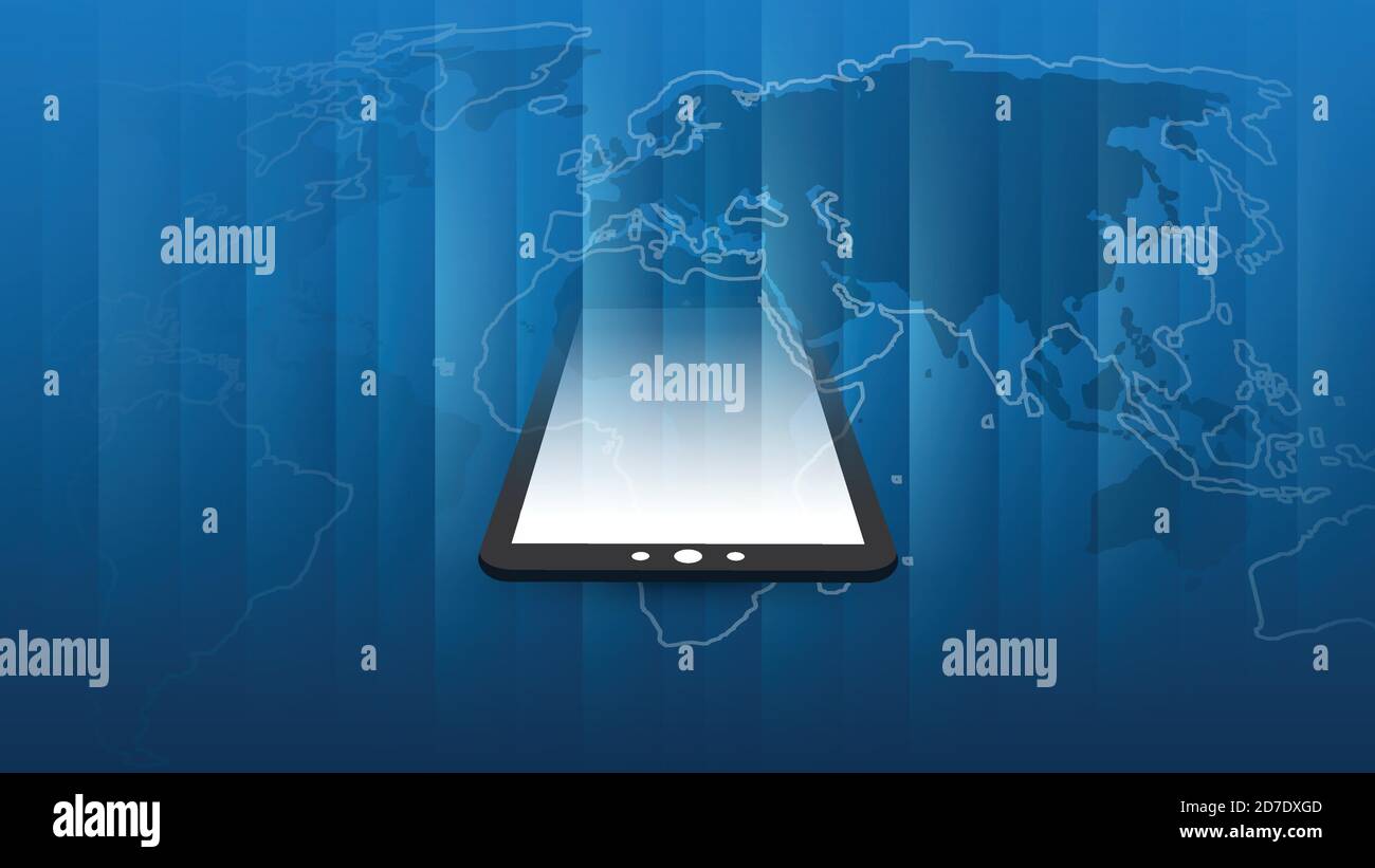 Dark Blue Global Digital Network Connections, Mobile Technology and ...