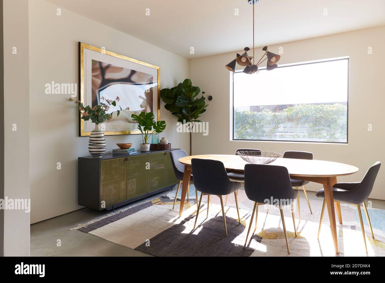 Interior Shot Of Stylish Modern Dining Room In Empty House Stock Photo ...