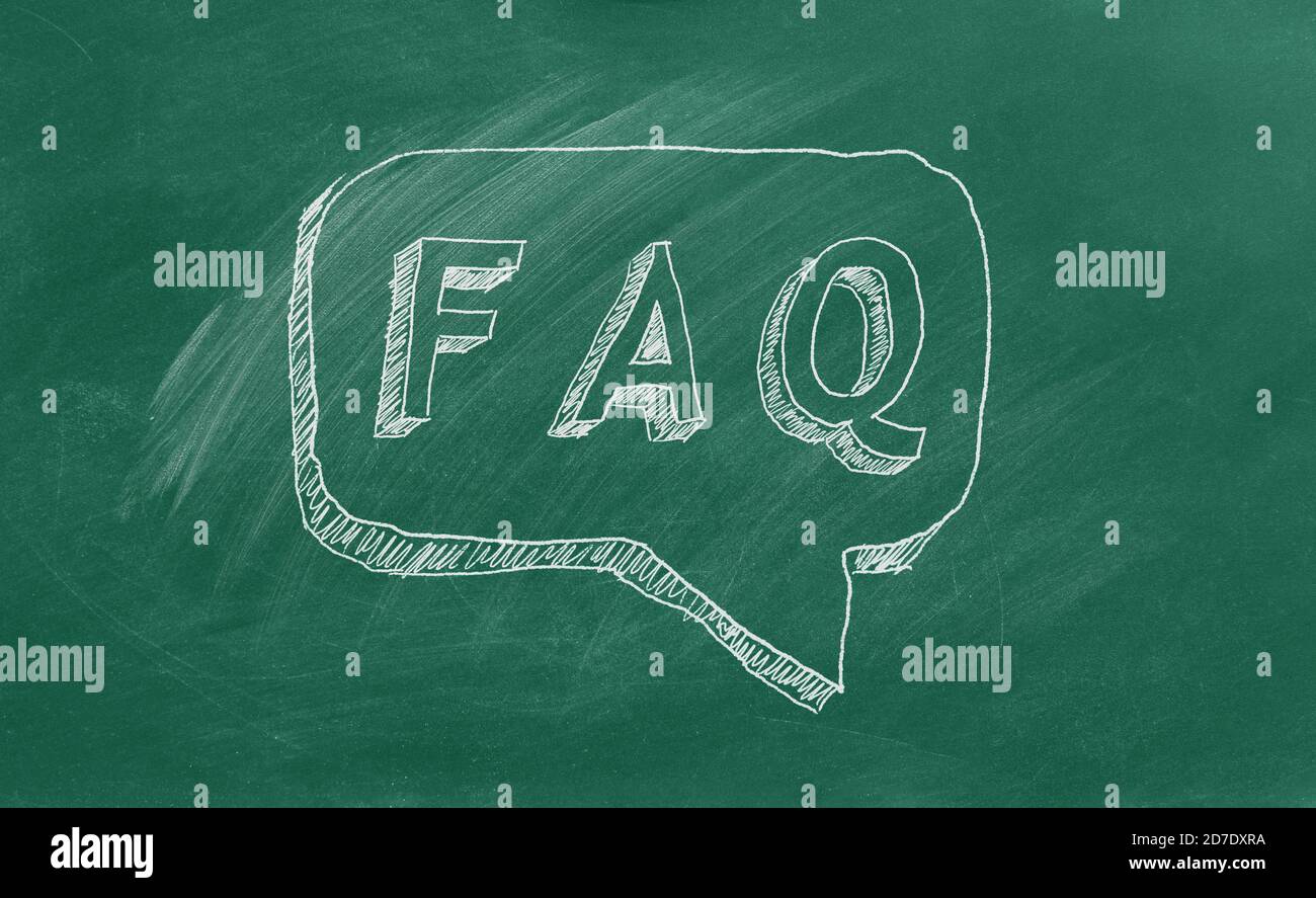 Hand drawing text "FAQ" on green chalkboard Stock Photo - Alamy
