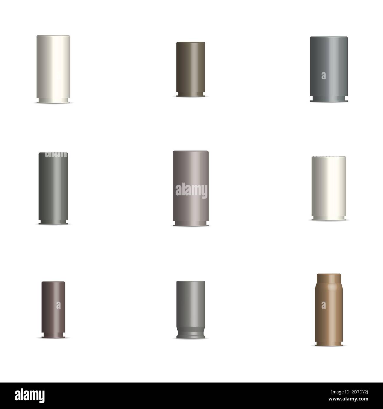 Set of photorealistic gun cartridges without a bullet, isolated on ...