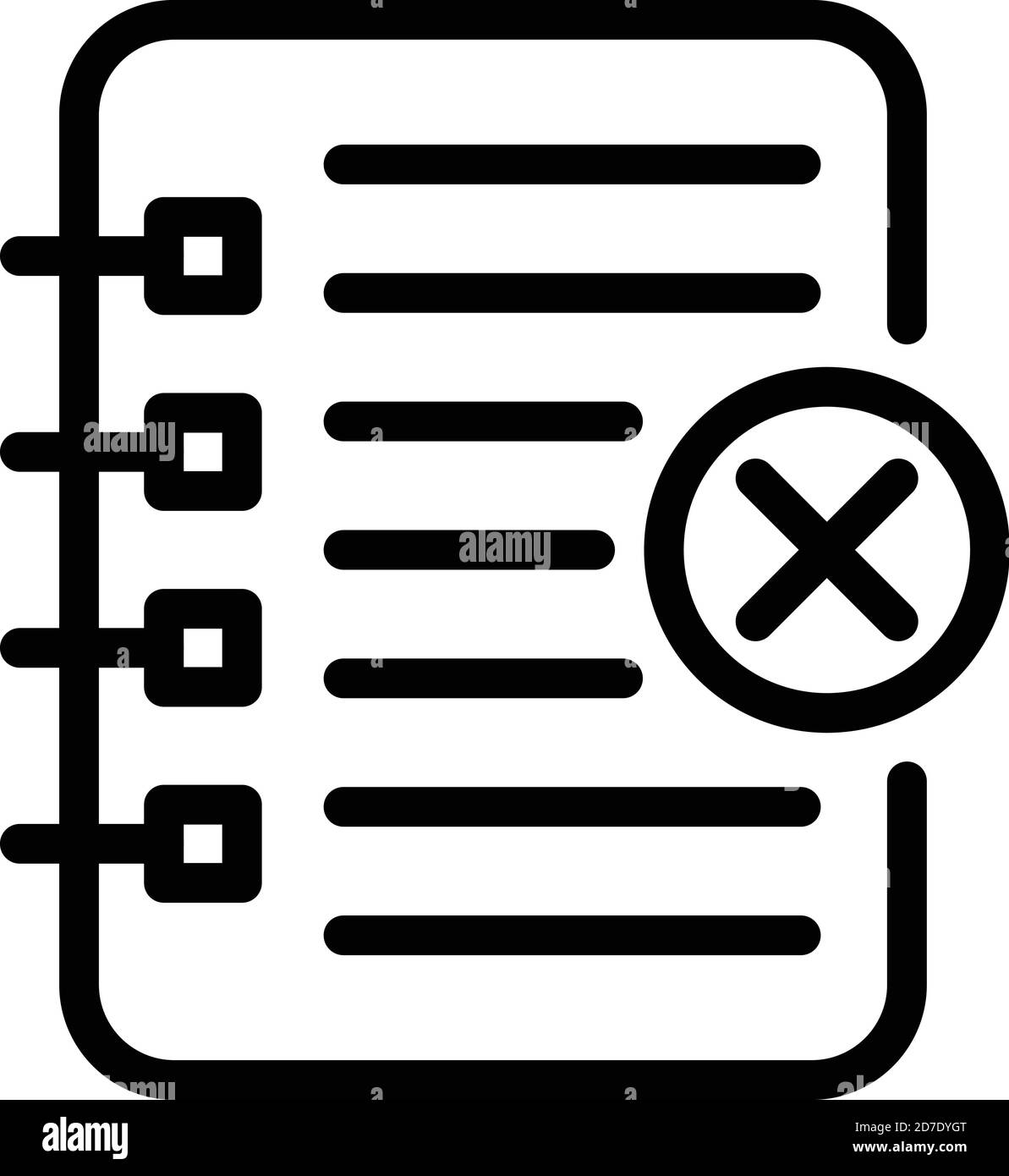Rejected notebook writing icon. Outline rejected notebook writing ...