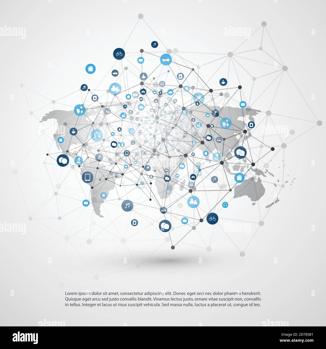 Internet of Things, Cloud Computing Design Concept with Icons - Digital Network Connections ...