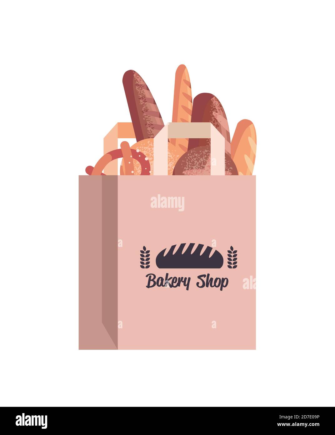 Bread In Paper Bag Different Bakery Pastry Products In Package Isolated