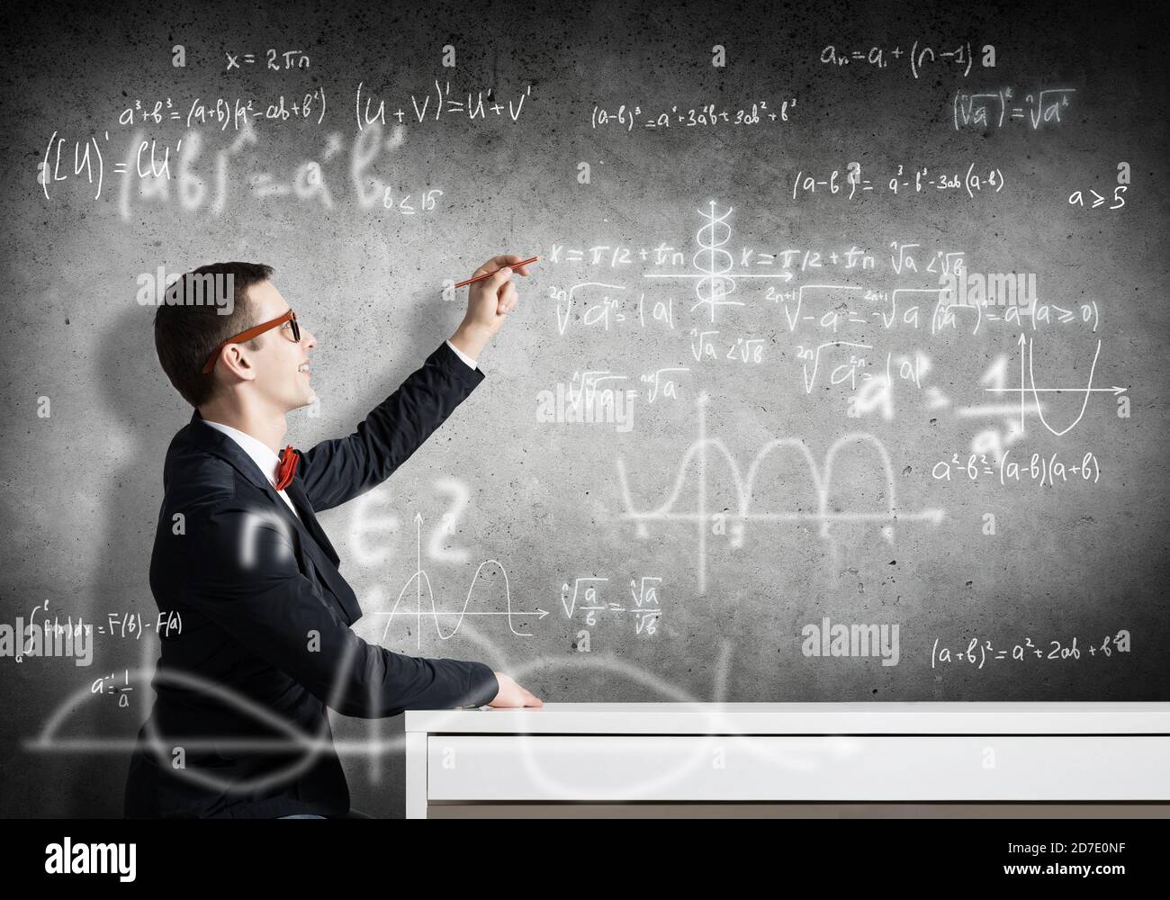 Student drawing science formulas Stock Photo - Alamy