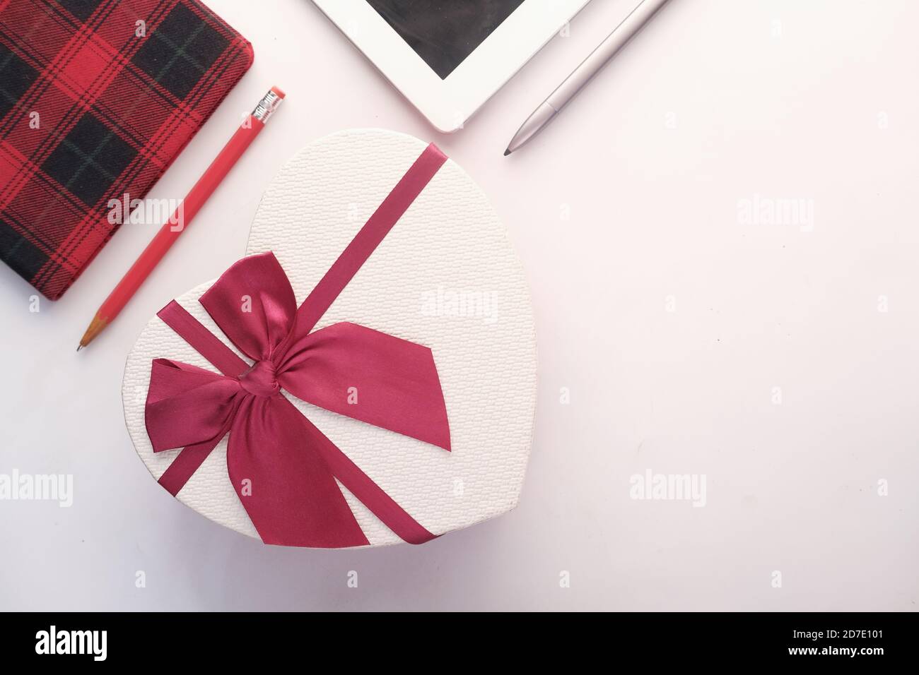 top view of open heart shape gift box on white background Stock Photo ...