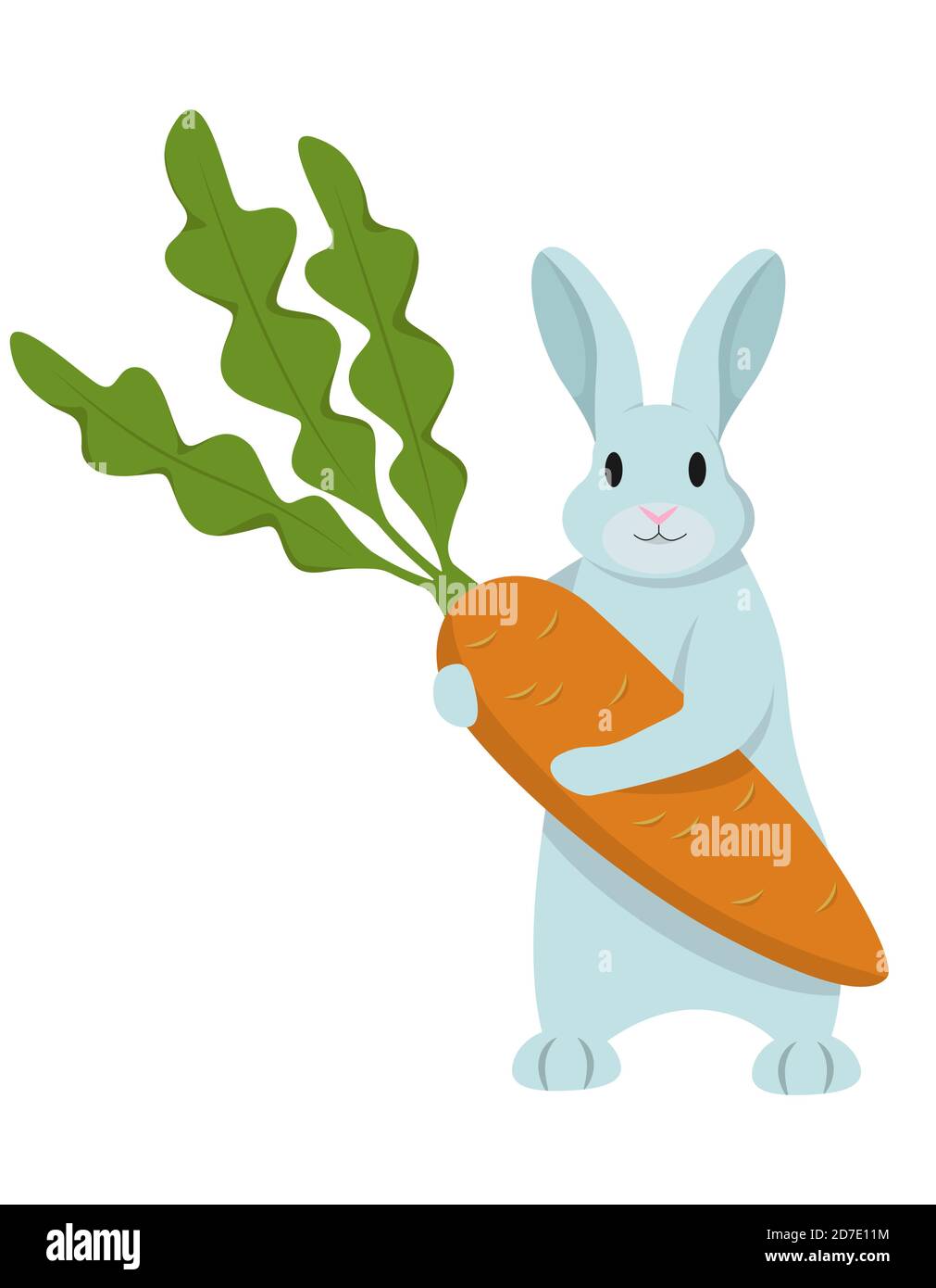 Rabbit holding a big carrot. Animal in cartoon style isolated on white ...